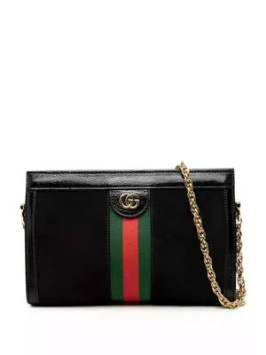 Gucci 2016-2026 Small Suede Web Ophidia Chain Crossbody Bag - Black