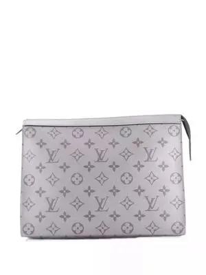 LOUIS VUITTON Pochette Voyage Reverse Monogram Eclipse Canvas Mm Clutch Bag - Grey