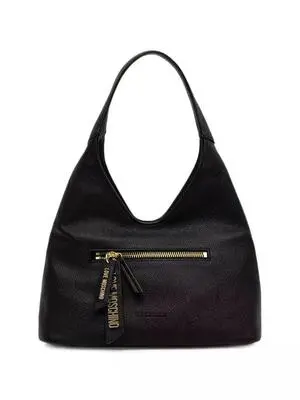 Moschino Logo-plaque Pebbled Tote Bag - Black
