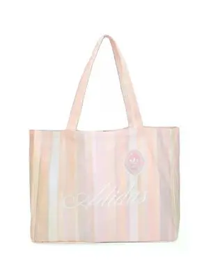 Adidas Summer Glow Logo-embroidered Striped Tote Bag - Pink