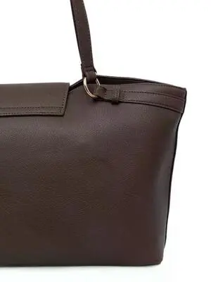 Moschino Logo-plaque Pebbled-effect Tote Bag - Brown