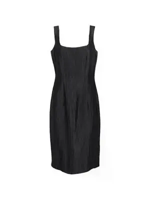 Guy Laroche Pleated Square-neck Midi Dress