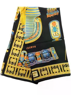 Hermès 20th Century Tutankhamun Silk Scarf 90 Scarves - Black