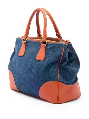 Prada 2010-2026 Saffiano Trimmed Denim Handbag