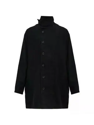Yohji Yamamoto Stand-up Collar Button-front Coat - Black