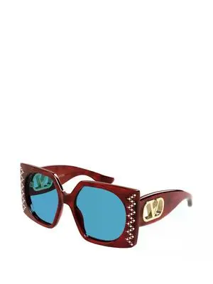Valentino Garavani Vlogo Crystal-embellished Square-frame Sunglasses