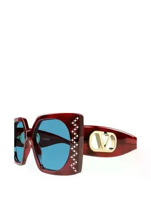 Valentino Garavani Vlogo Crystal-embellished Square-frame Sunglasses