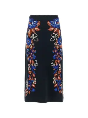 Farm Rio Garden Knit Skirt - Blue