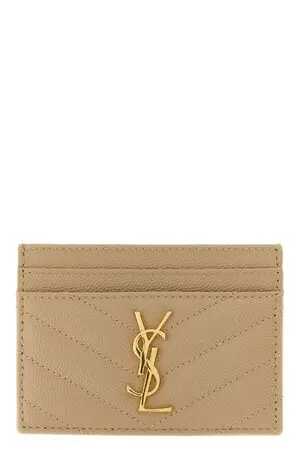 Saint Laurent 'cassandre' Card Holder Beige