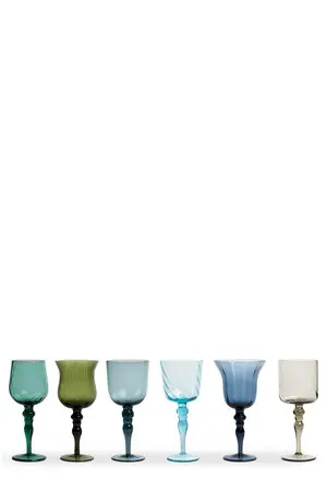 BITOSSI Set 6 Assorted Shapes Calici Texture Nuance Blue/green - Multi