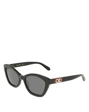 FERRAGAMO Gancini Charm Cat Eye Sunglasses, 55mm Black