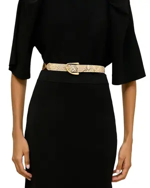 Cult Gaia Ailani Embossed Leather Swivel Belt - Faded Python/black