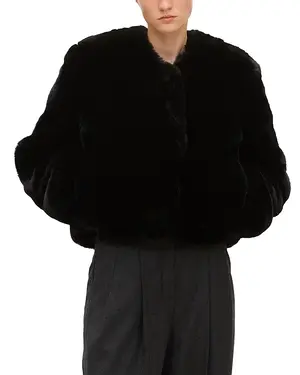 Theory Cropped Faux Fur Jacket - Blk