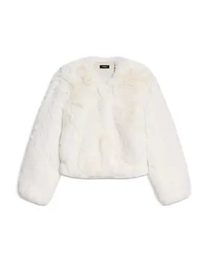 Theory Cropped Faux Fur Jacket - Ivory