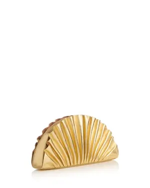 Cult Gaia Nala Mini Pleated Leather Clutch - Gold