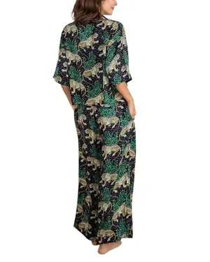 PRINTFRESH Satin Wildest Dreams Pants Pajama Set - Ink