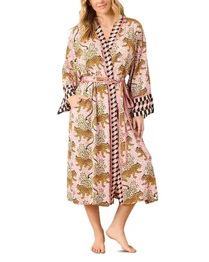 PRINTFRESH Bagheera Satin Wrap Robe - Blush