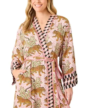 PRINTFRESH Bagheera Satin Wrap Robe