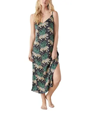 PRINTFRESH Bagheera Satin Chic To Sleep Nightgown - Ink