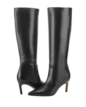 MARC FISHER LTD. Callena Leather Knee High Boots - Black Leather