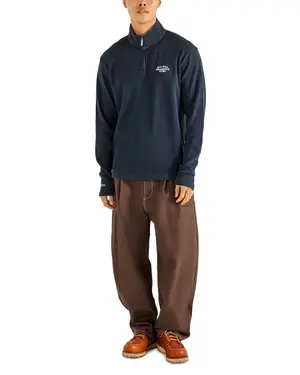 MALBON Ironworks Cotton Blend Quarter Zip Logo Sweatshirt