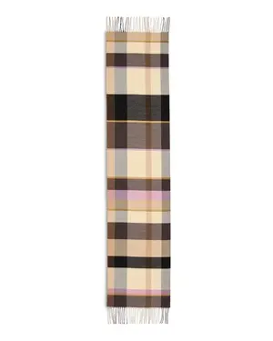 Echo Cubists Plaid Fringe Scarf - Black
