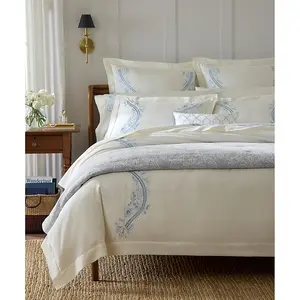 SFERRA X Scalamandre Isabella Embroidered Sateen Duvet Cover, King - Ivory/sea