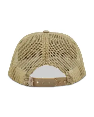 Vintage Havana Cracked Leather Star Trucker Hat