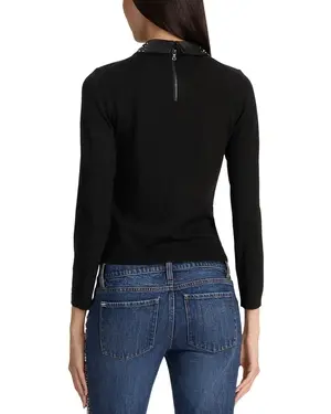 Alice + Olivia Porla Wool Stretch Collared Sweater