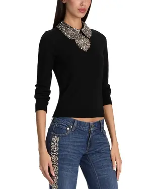 Alice + Olivia Porla Wool Stretch Collared Sweater
