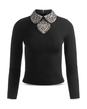 Alice + Olivia Porla Wool Stretch Collared Sweater
