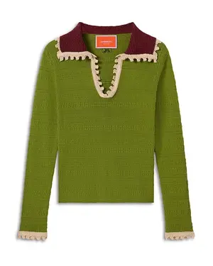 La DoubleJ Picket Cotton & Cashmere Polo Sweater - Solid