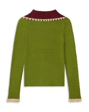 La DoubleJ Picket Cotton & Cashmere Polo Sweater
