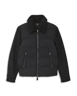 REISS Maximus Quilted Faux Shearling Collar Jacket