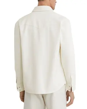 REISS Finley Cotton Press Stud Denim Overshirt