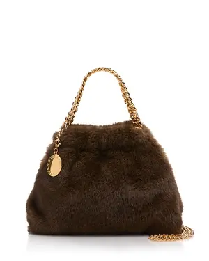 Stella McCartney Falabella Faux Calf Hair Crossbody Bag - Coffee