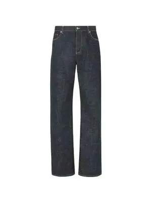 Fendi Contrast-stitch Straight-leg Jeans - Blue