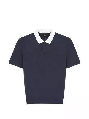 BOSS Logo-embroidered Contrast-collar Polo Shirt