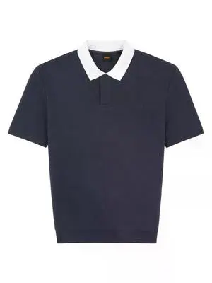 BOSS Logo-embroidered Contrast-collar Polo Shirt