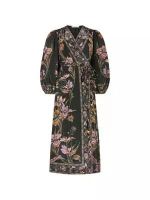 MARIE OLIVER Everette Floral-print Wrap Midi Dress