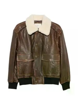 DUNST Shearling-collar Leather Jacket