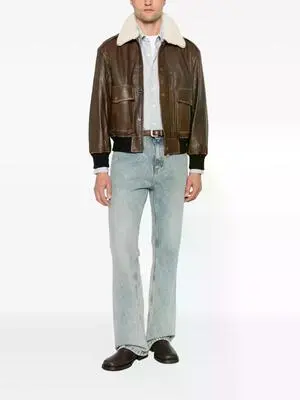 DUNST Shearling-collar Leather Jacket
