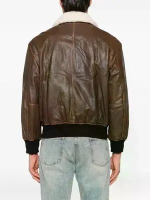 DUNST Shearling-collar Leather Jacket