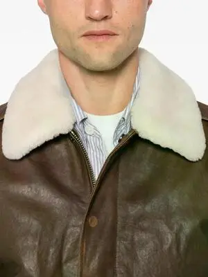 DUNST Shearling-collar Leather Jacket