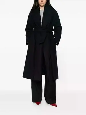 TWINSET Belted Shawl-collar Coat - Blue