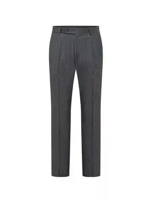 BOSS Pleated Virgin-wool Trousers - Grey