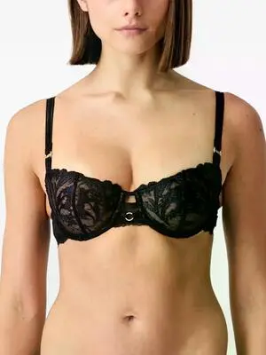 Chantelle Illusion Embroidered Lace-trim Bra - Black