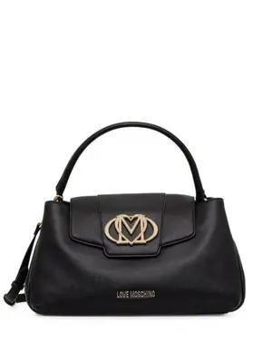 Moschino Logo-plaque Pebbled Tote Bag - Black