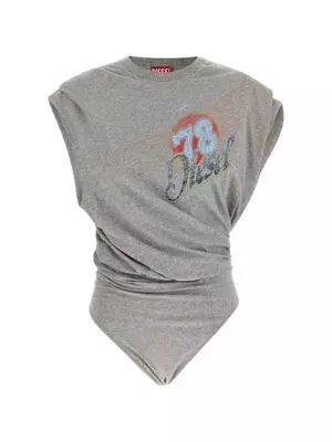 DIESEL® T-noby Graphic-print Draped Bodysuit - Grey