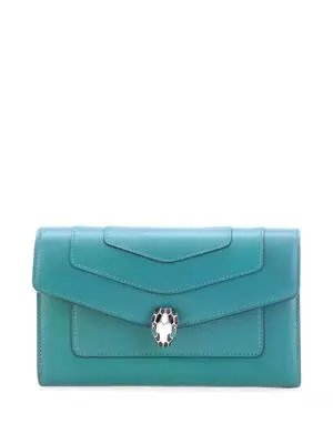 BVLGARI Serpenti Forever Wallet Leather Small Wallets - Green